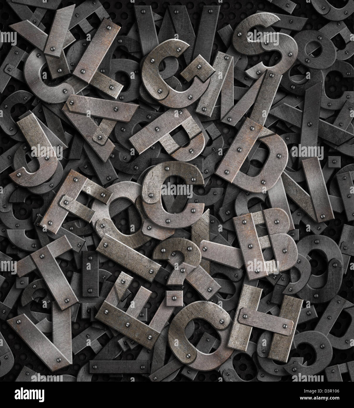 heap of old rusty metal letters background Stock Photo - Alamy