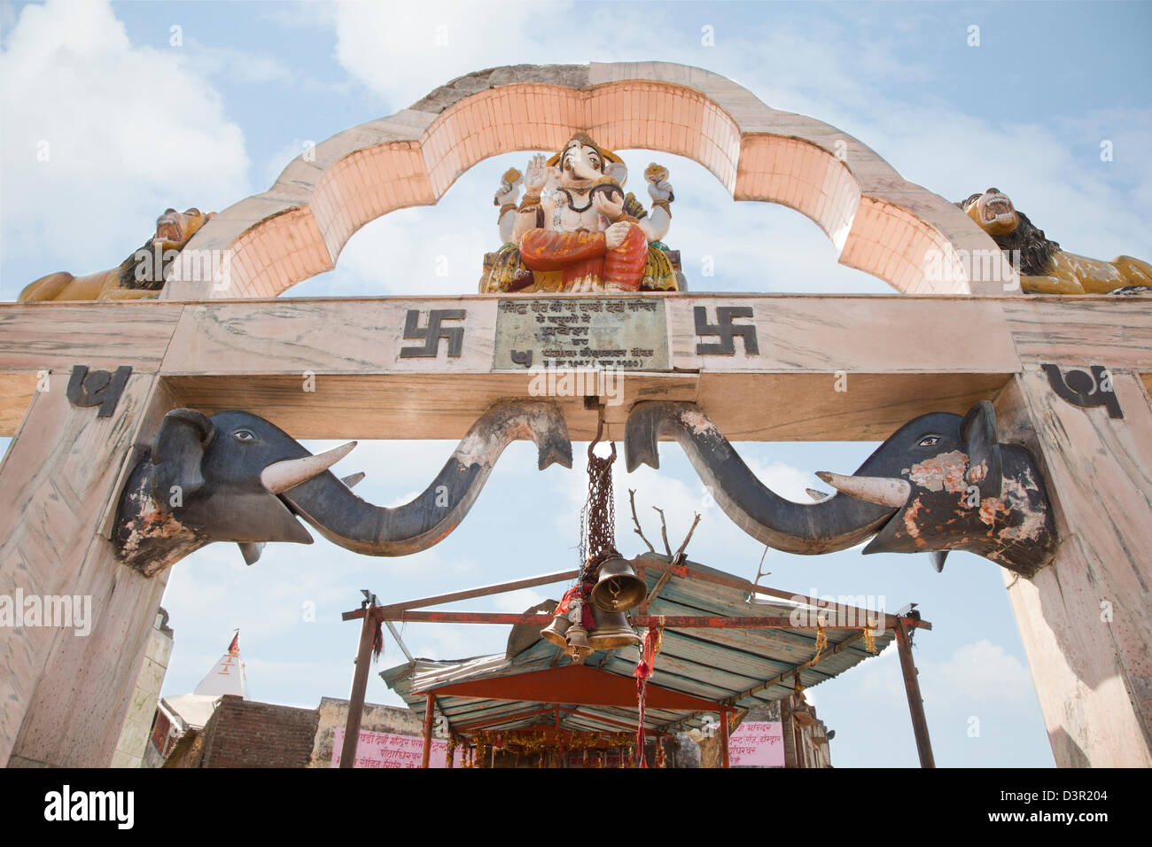 Low angle view a toran dwar (Gateway) to a temple, Chandi Temple ...