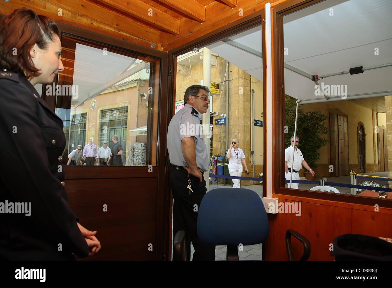 Police at the border crossing Ledra Street, Nicosia, Cyprus Stock Photo ...