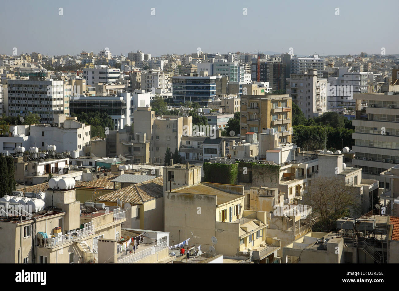 Nicosia, Cyprus, old and new buildings in the Greek part of the city ...