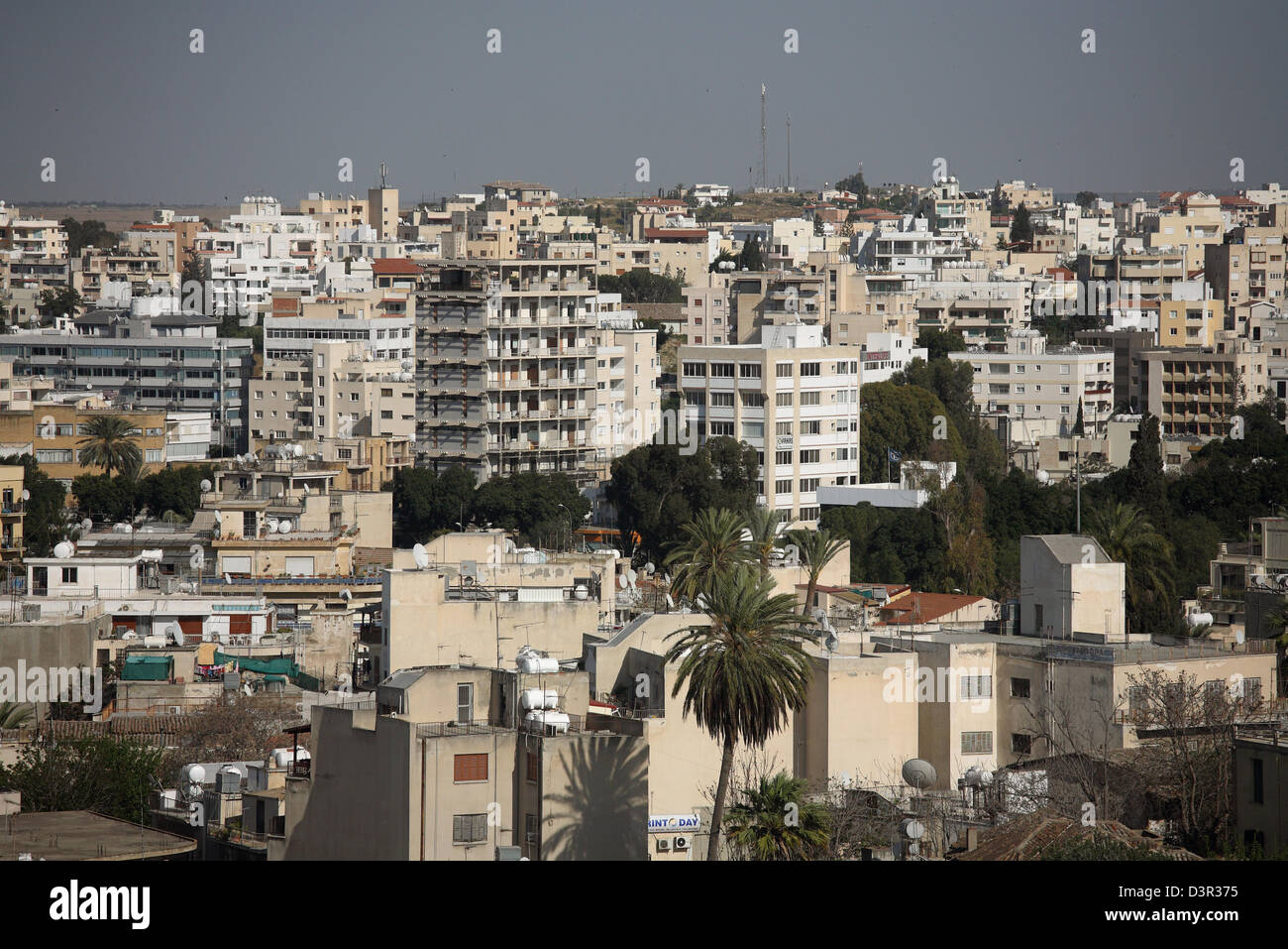 Nicosia, Cyprus, old and new buildings in the Greek part of the city ...