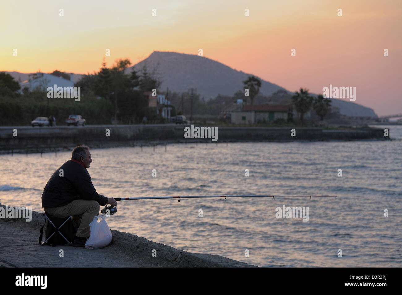 Yesilyurt, Turk Republic of Northern Cyprus, anglers on the Morphou Bay ...