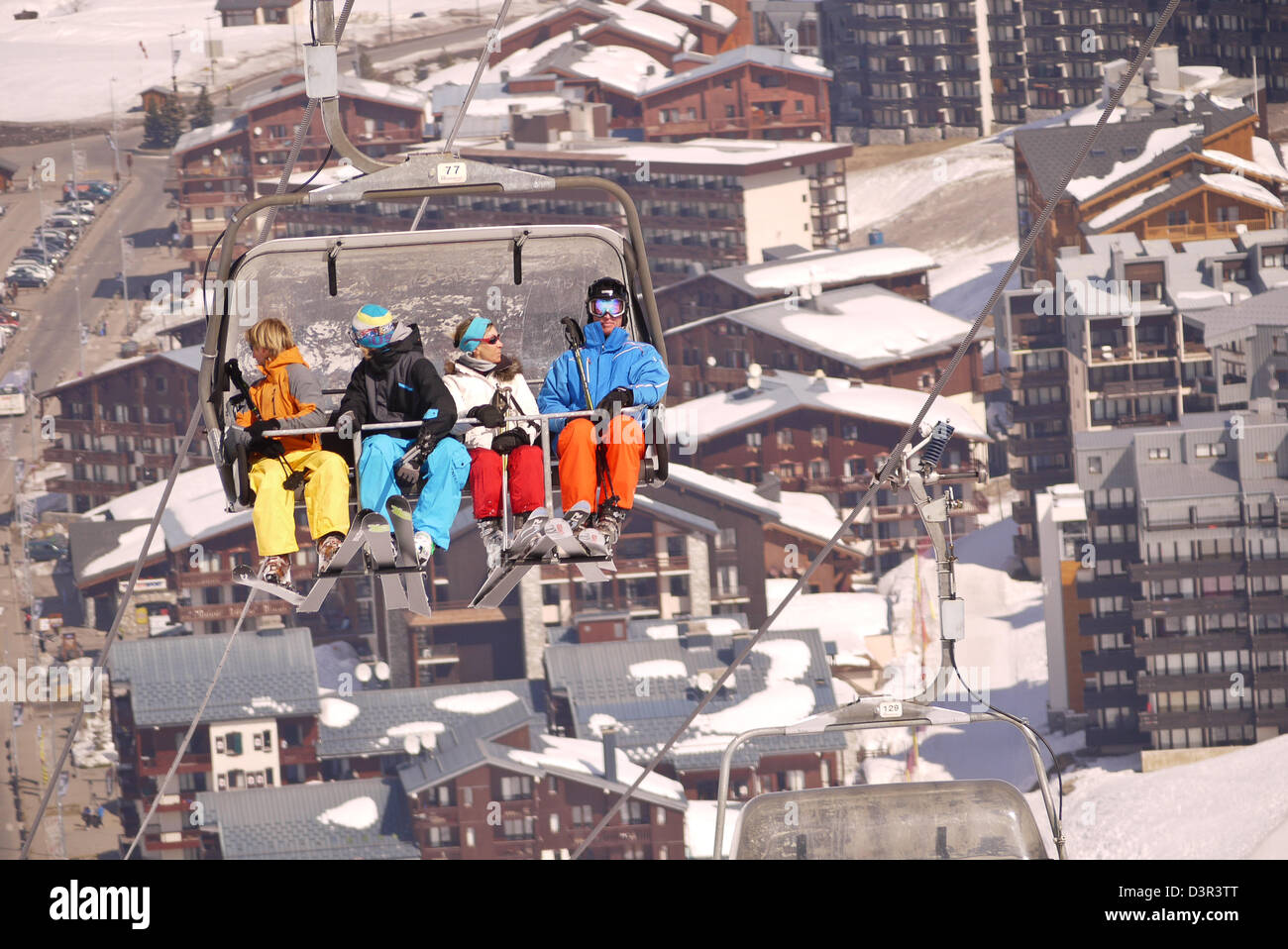 People on chairlifts Stock Photo - Alamy