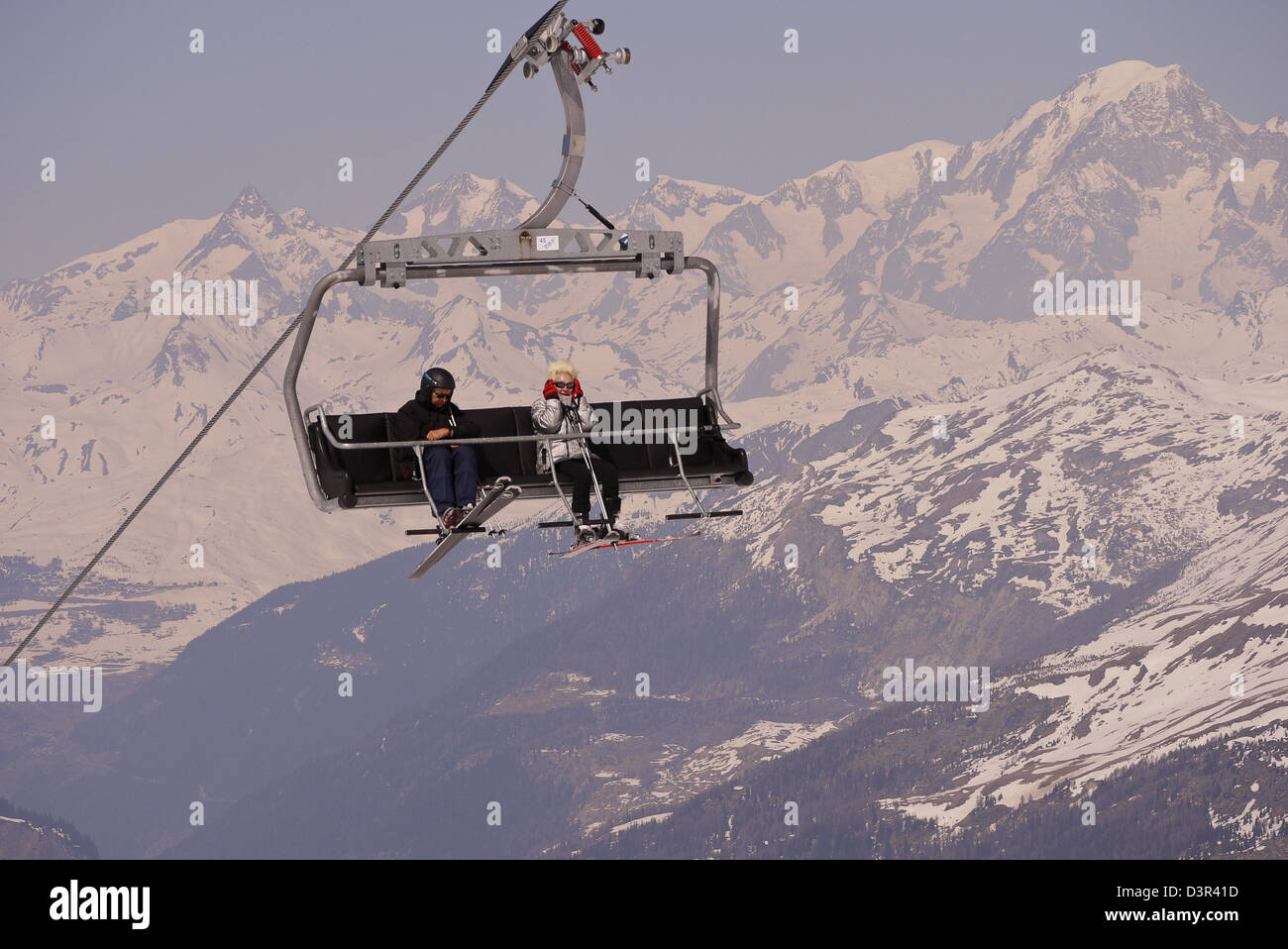People on chairlifts Stock Photo - Alamy