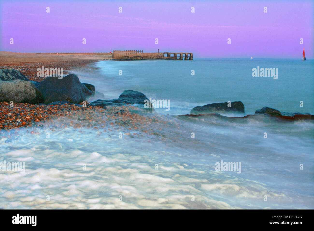 A low light view at Rye beach in East Sussex, England Stock Photo - Alamy