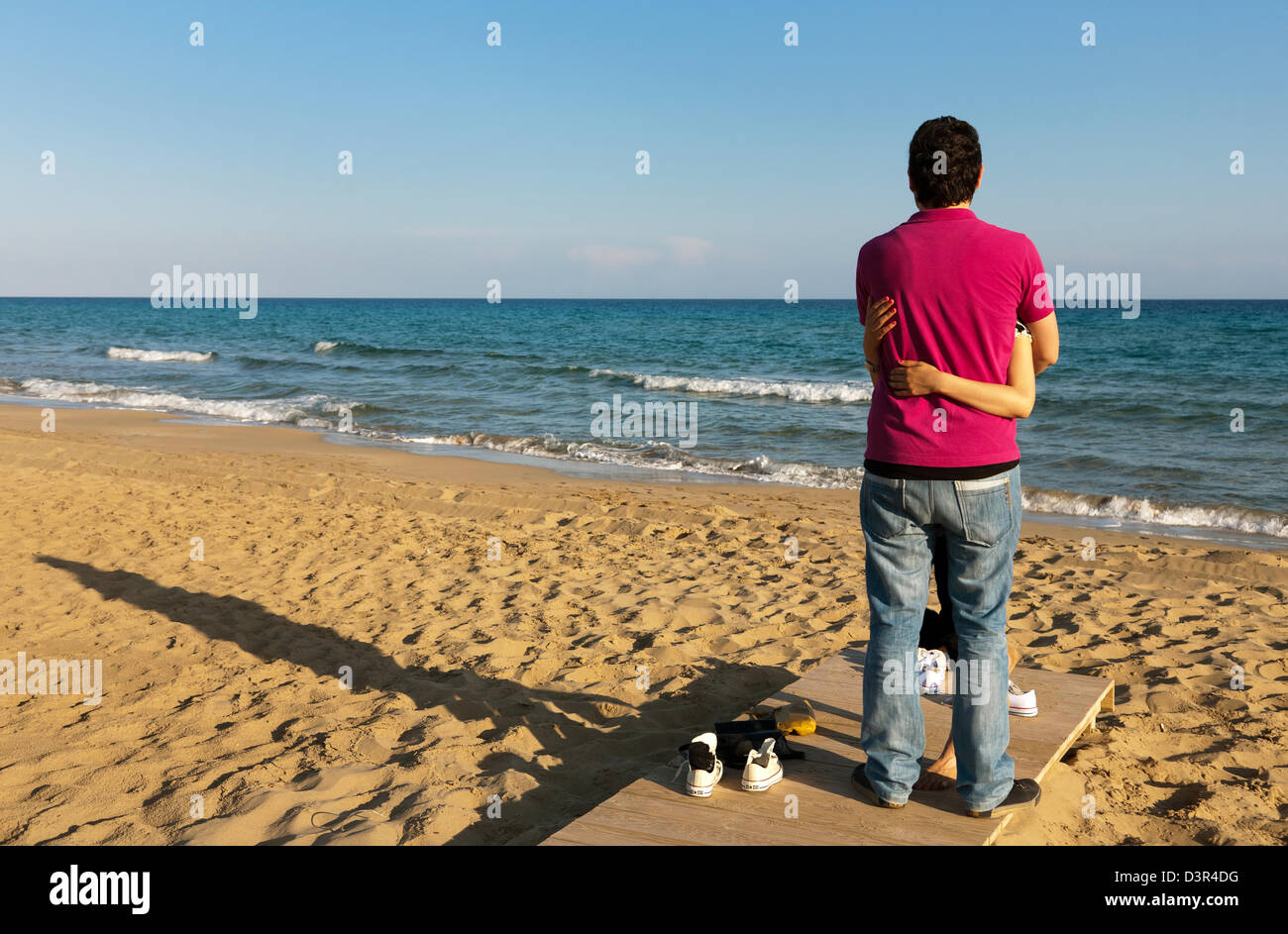 Dipkarpaz, Turk Republic of Northern Cyprus, a couple at Golden Beach ...