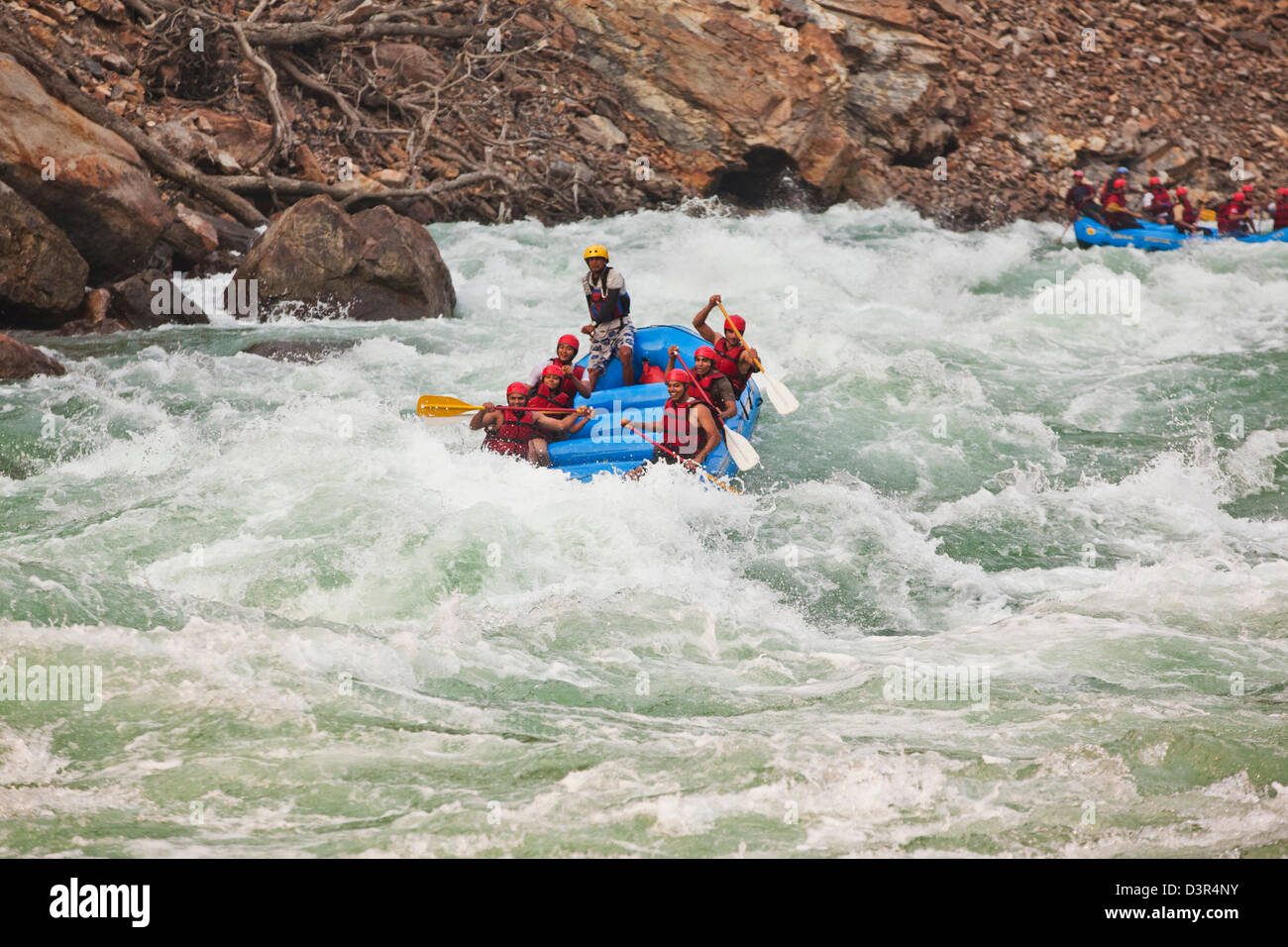 Group of people rafting in Ganges River, Rishikesh, Uttarakhand, India ...