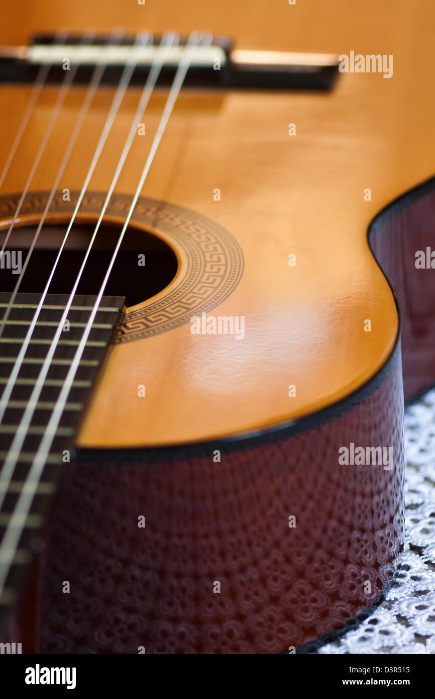 Detail of a classical guitar Stock Photo - Alamy