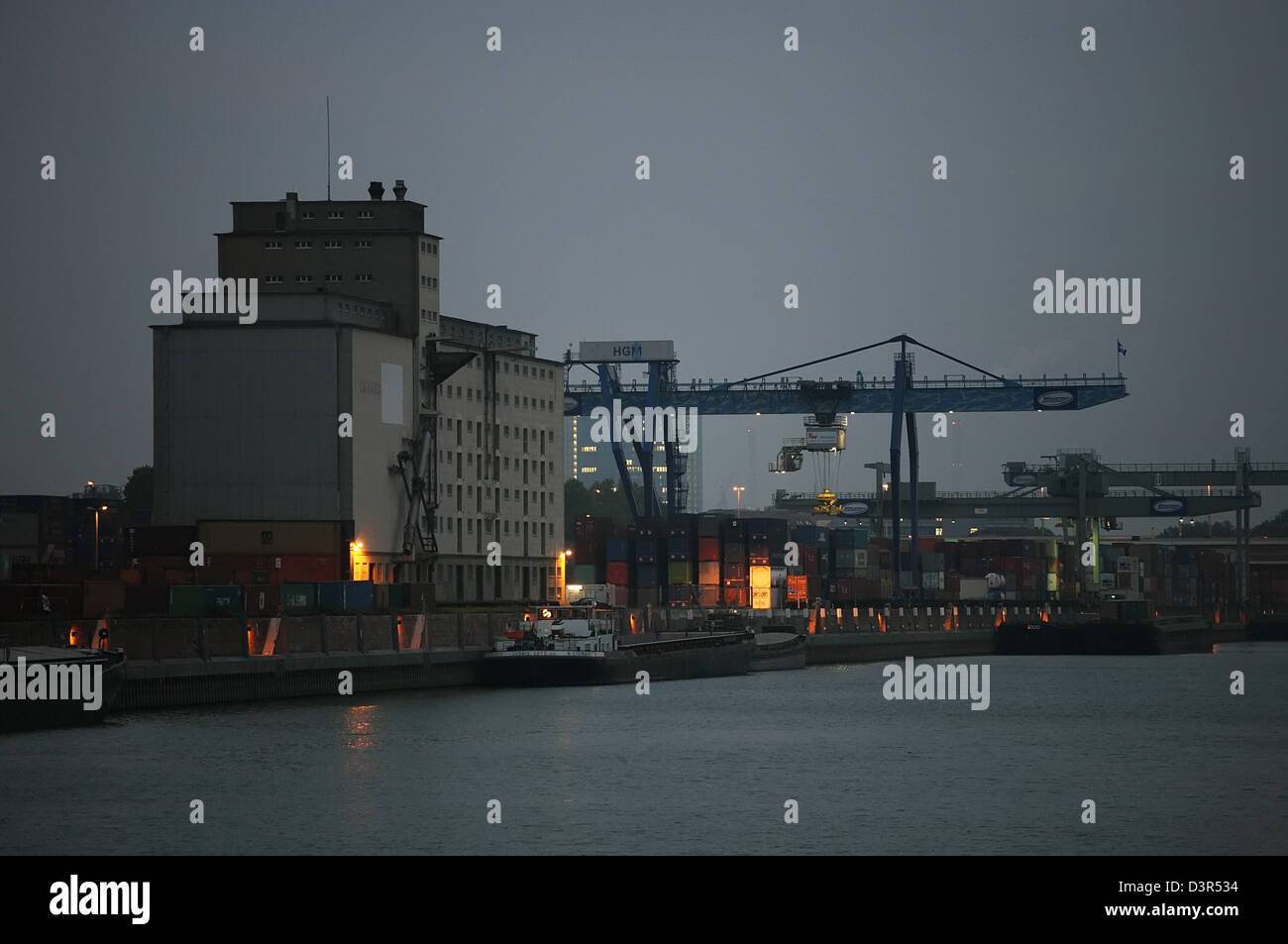 Mannheim, Germany, inland container terminal in the port of Mannheim ...
