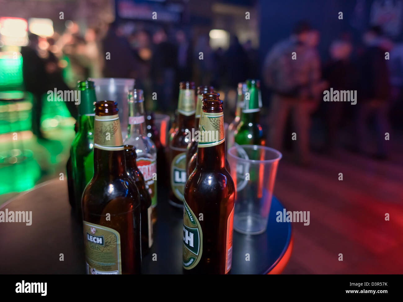 Poznan, Poland, empty beer bottles in the Reset Club Stock Photo - Alamy