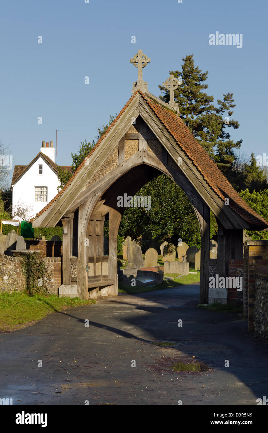 Lych gate and entrance to Christ Church parish church Chorleywood Herts ...