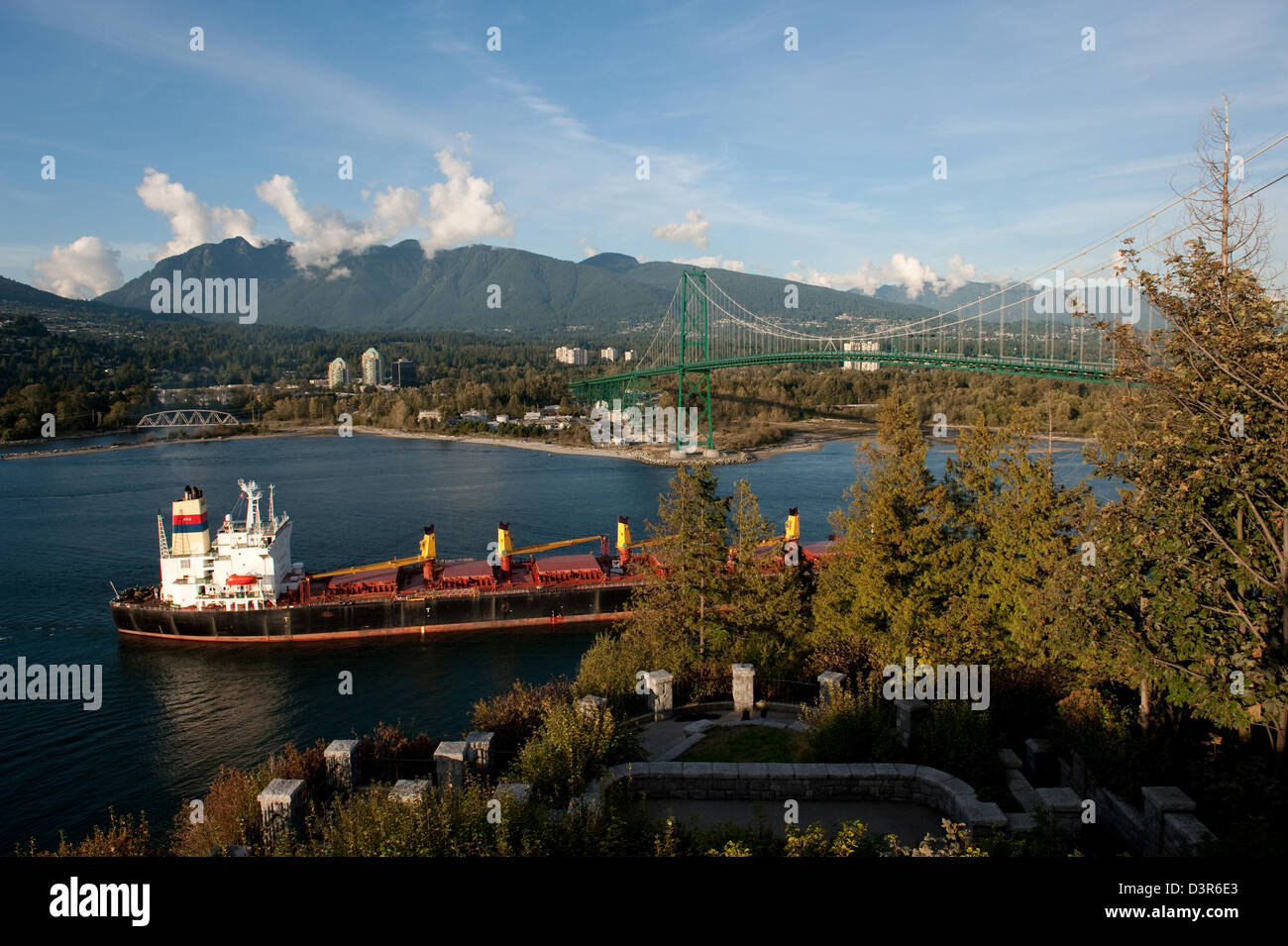 West Vancouver, Canada, a large tanker on the fjord Burrard Inlet Stock ...