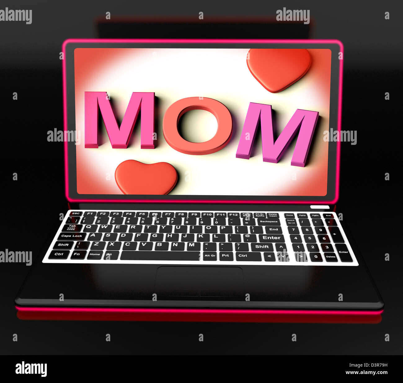 Mom On Laptop Showing Digital Card Or Mother's Love Stock Photo - Alamy
