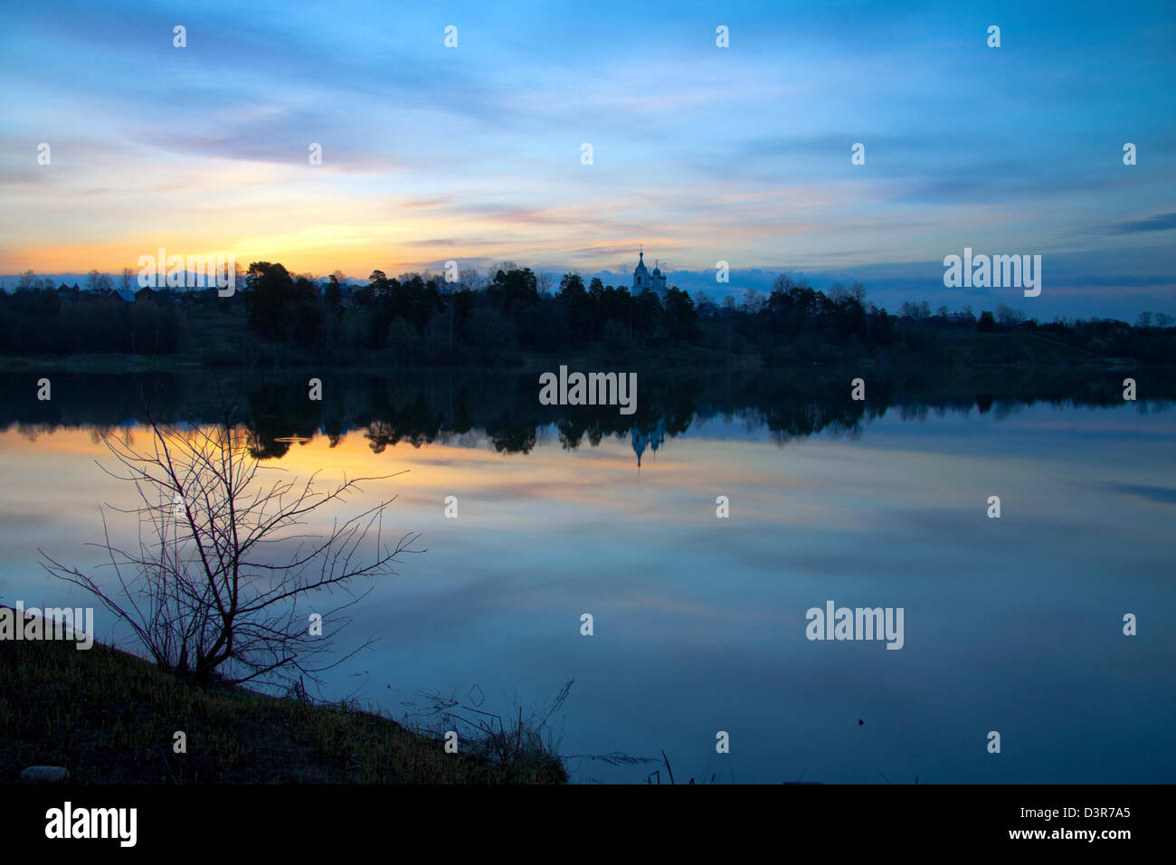 Spring dawn at lake Stock Photo - Alamy