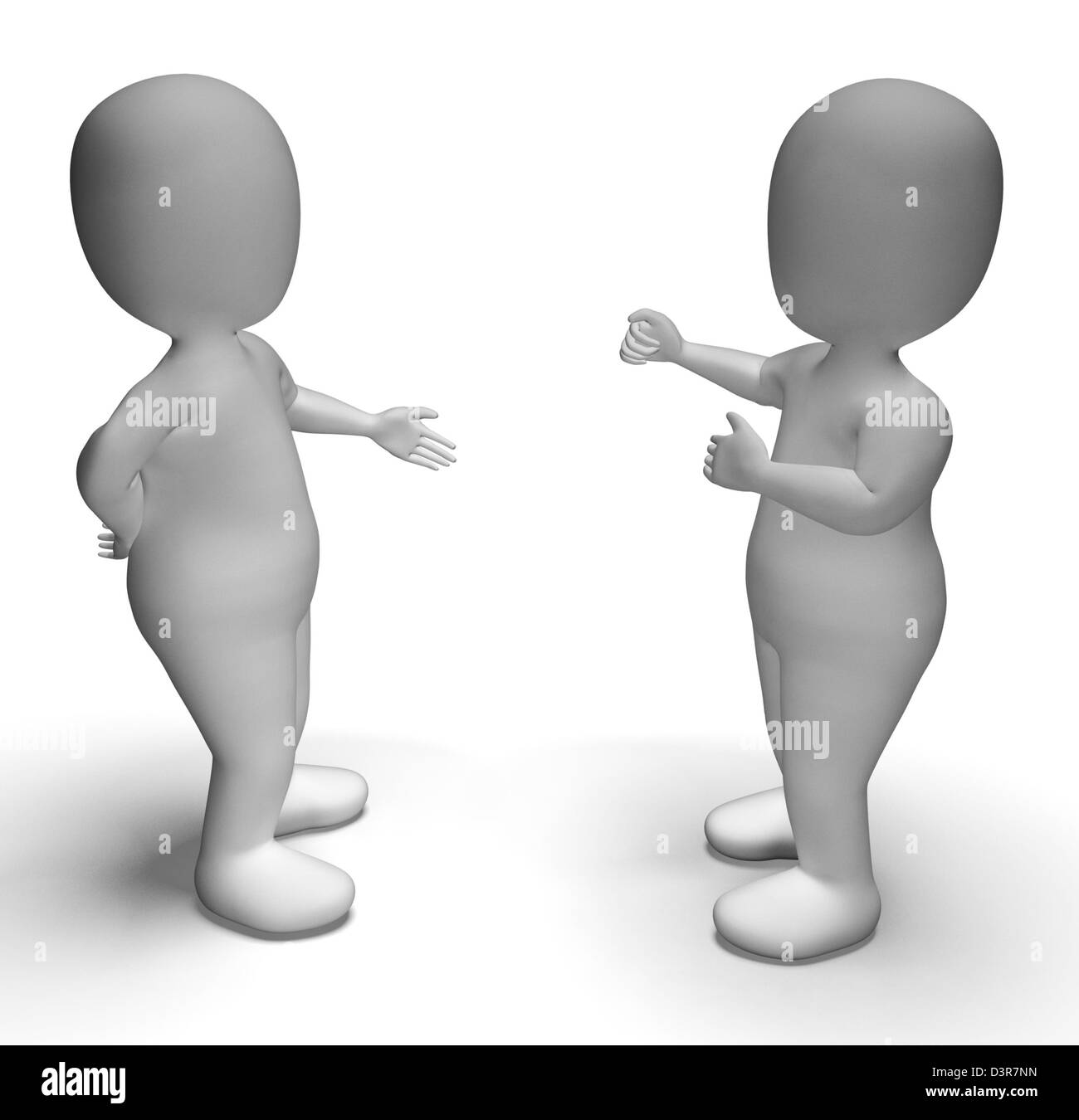 Discussion Between Two 3d Characters Shows Communication Stock Photo ...