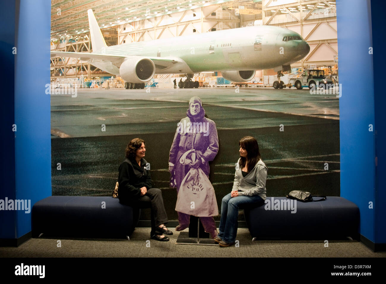 Seattle, USA, visitors sit in the waiting room at the Museum of Flight ...