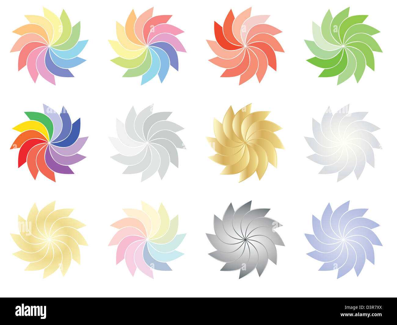 set of spectrum and color flowers illustration Stock Photo - Alamy