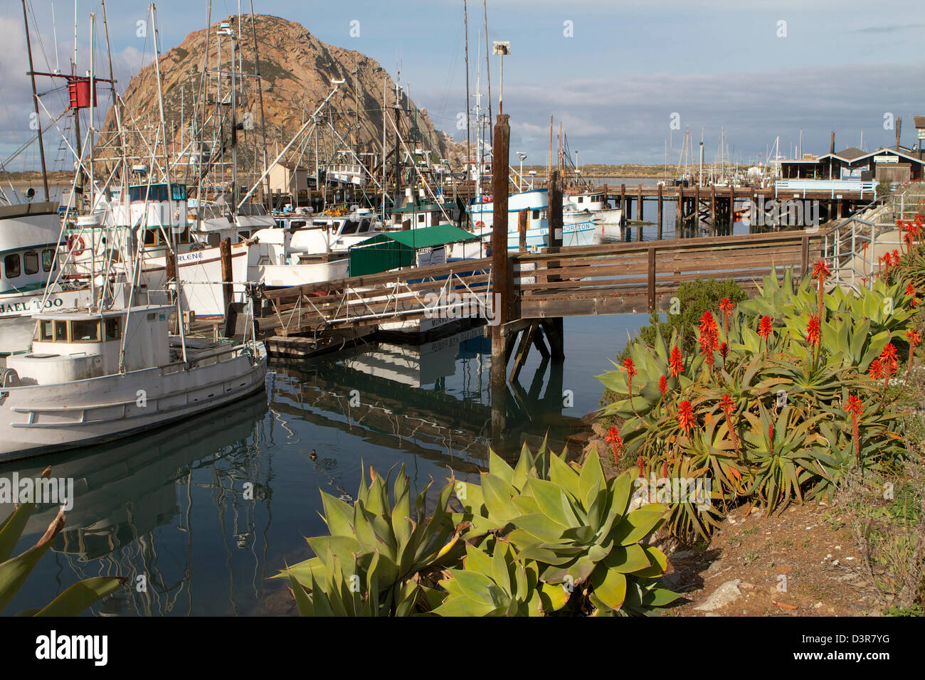 The Californian Coastal town of Morro Bay with Morro Rock in the ...