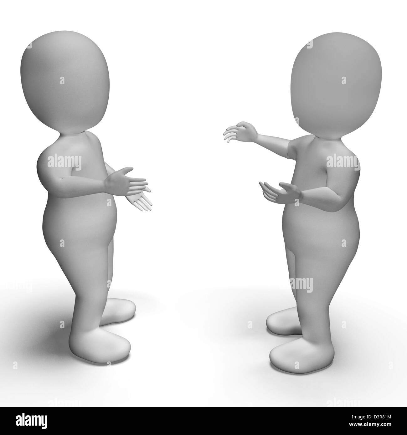 Conversation Between Two 3d Characters Shows Communication Stock Photo ...