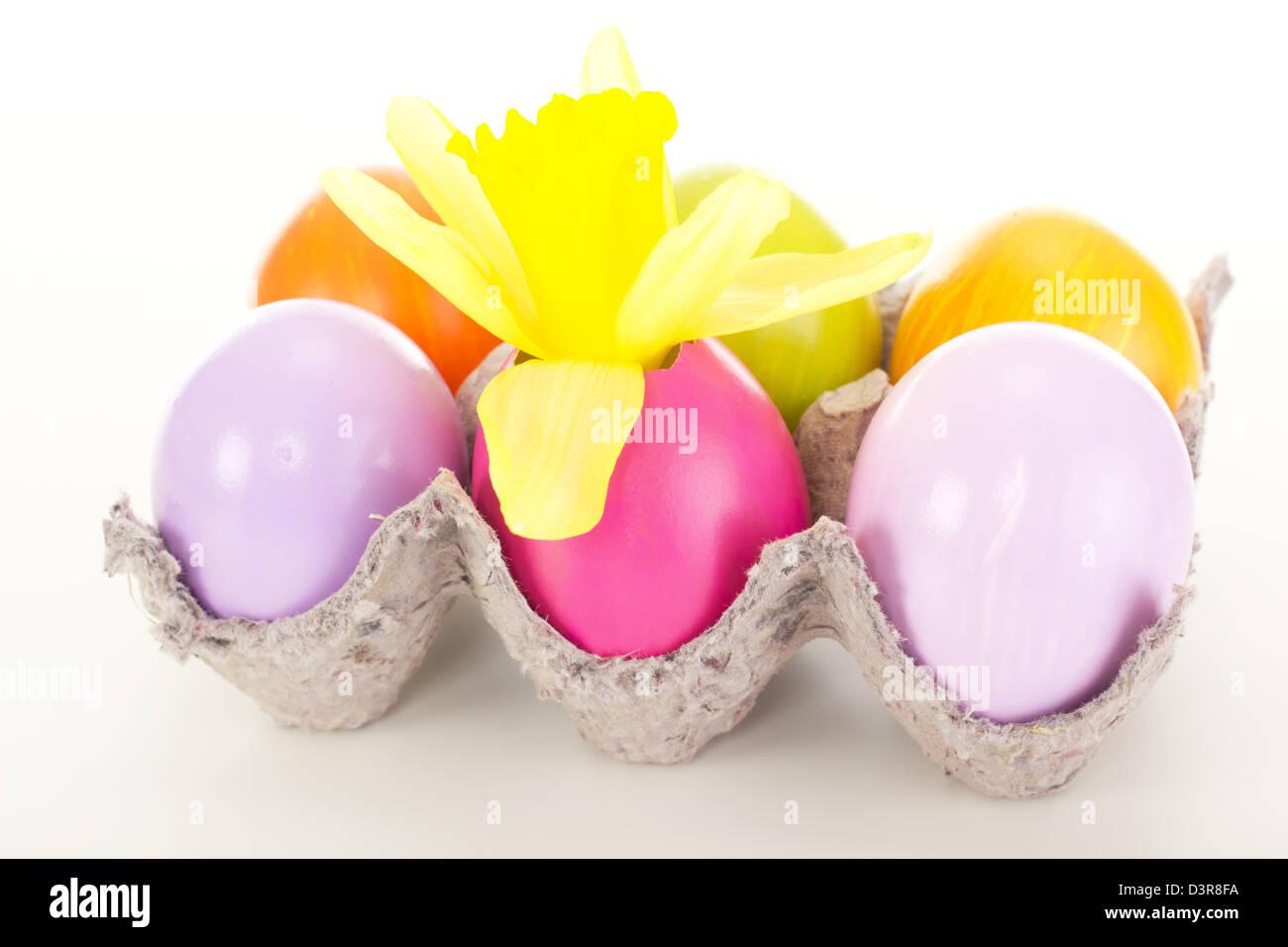 Easter eggs in an egg carton Stock Photo - Alamy