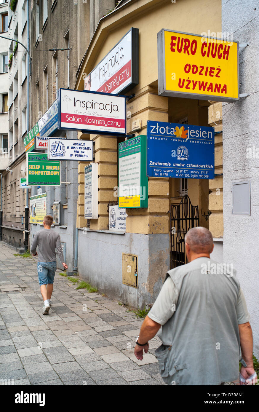 Poznan, Poland, neon signs and billboards from a drainpipe Stock Photo ...
