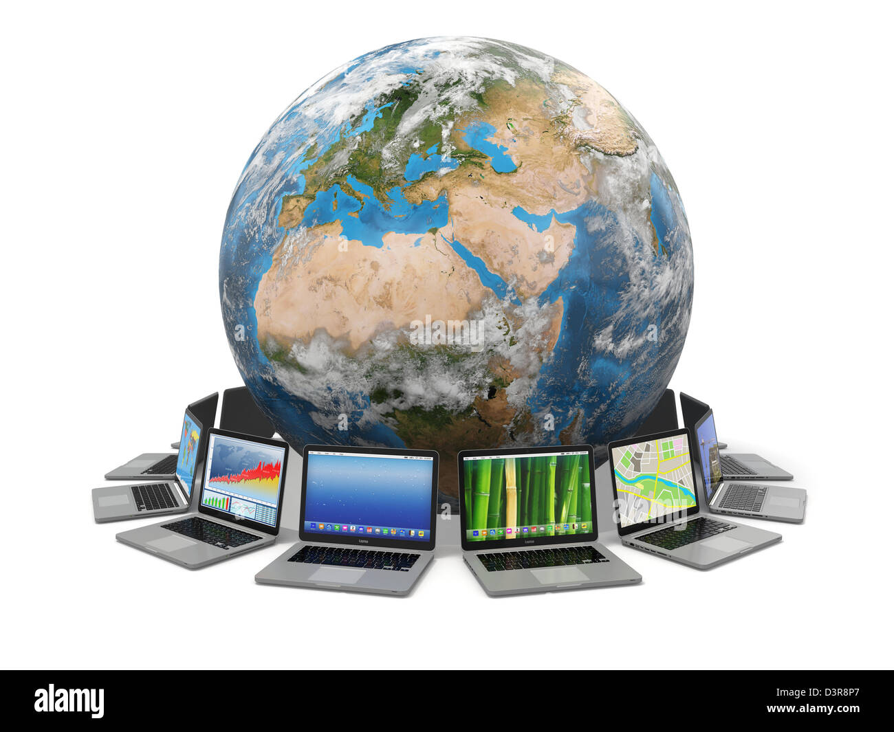 laptop technology computer earth internet global concepts team ...