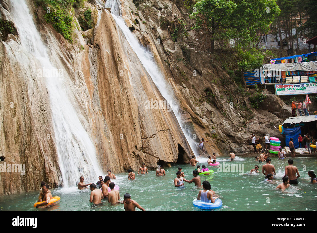 Tourists having fun in Kempty Falls, Mussoorie, Uttarakhand, India ...