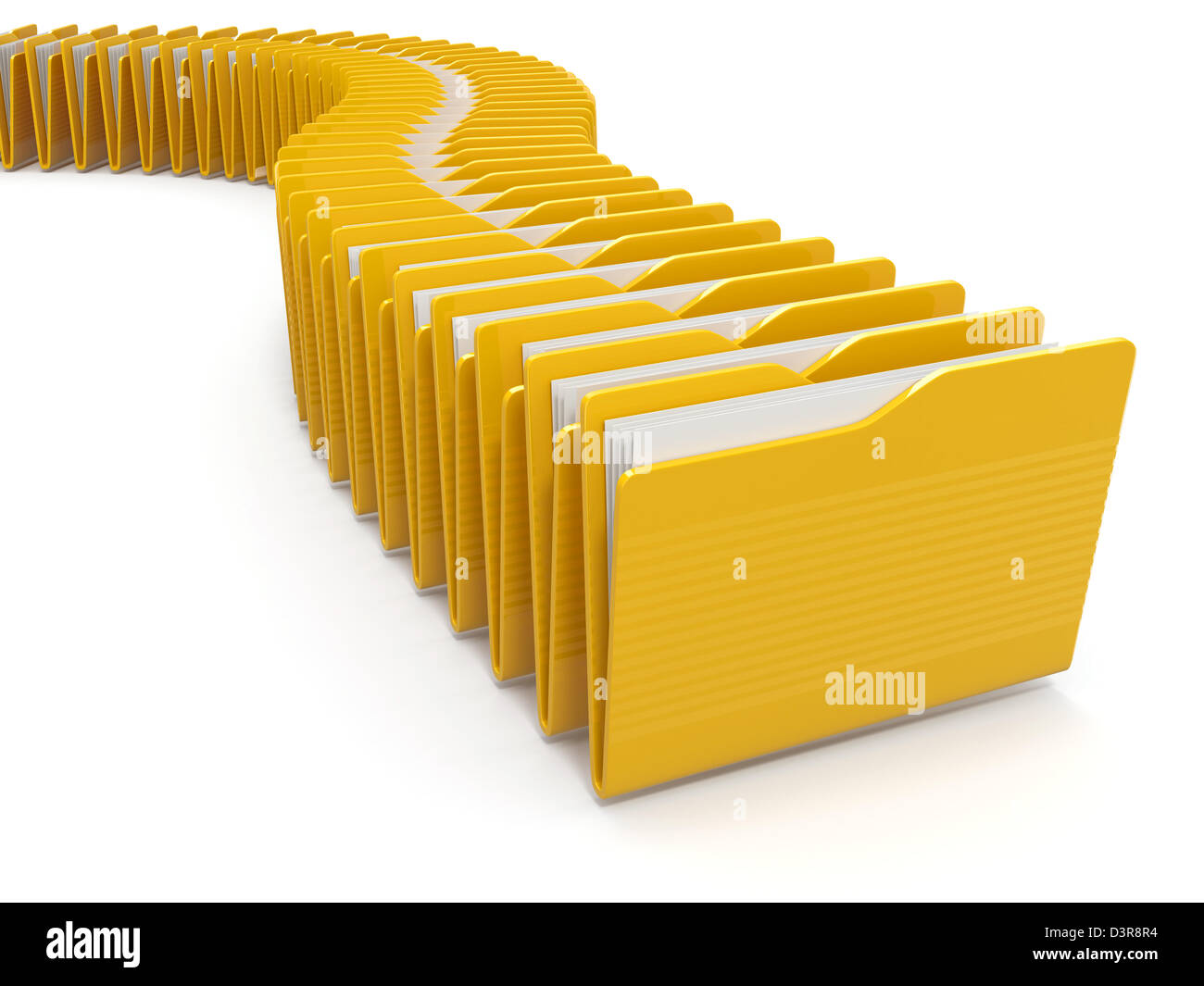 Row of computer yellow folders on white background. 3d Stock Photo - Alamy
