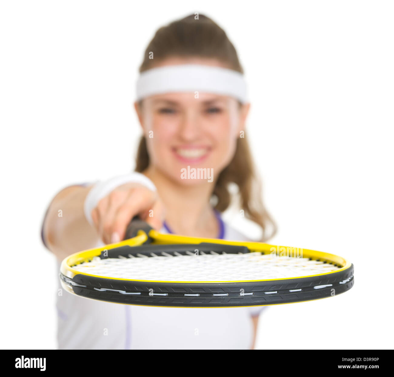Closeup on racket in hand of tennis player Stock Photo - Alamy
