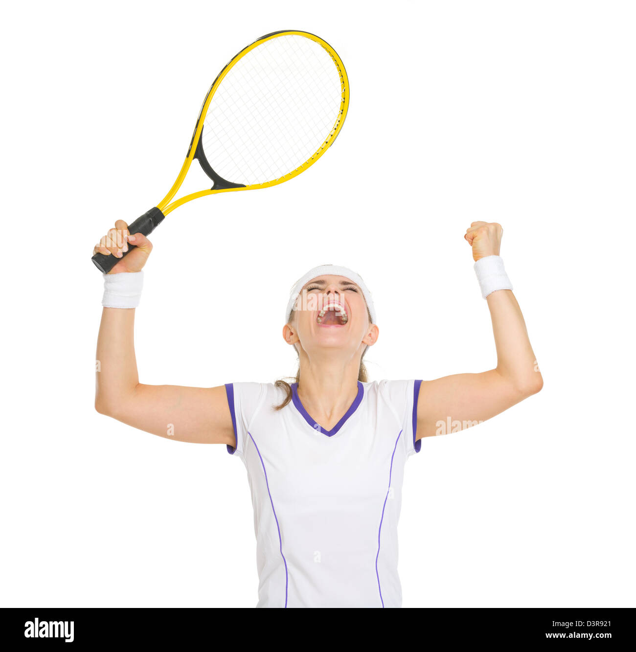 Happy tennis player rejoicing in success Stock Photo - Alamy