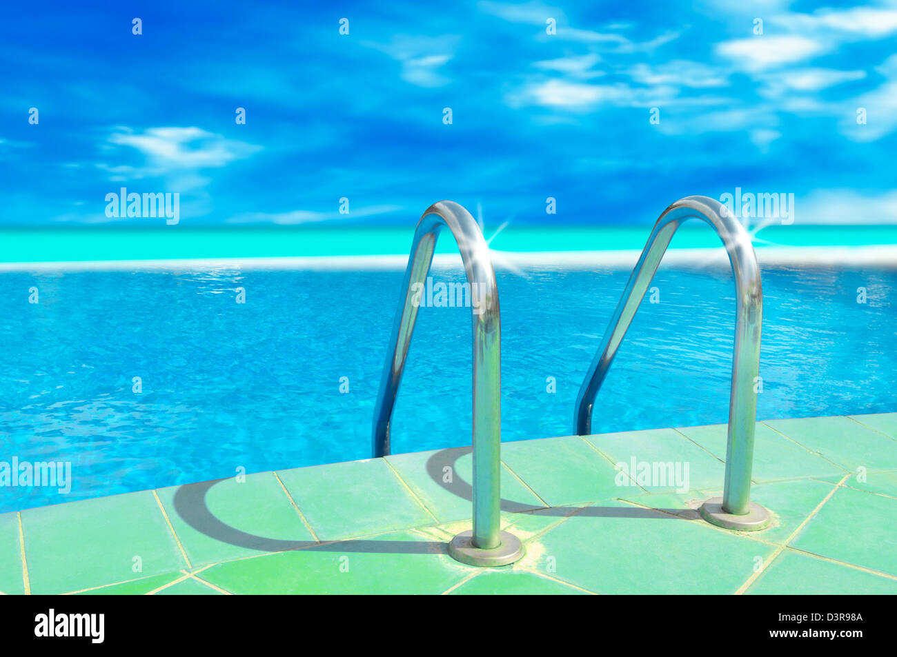 ladder swimming pool with blue sky Stock Photo - Alamy