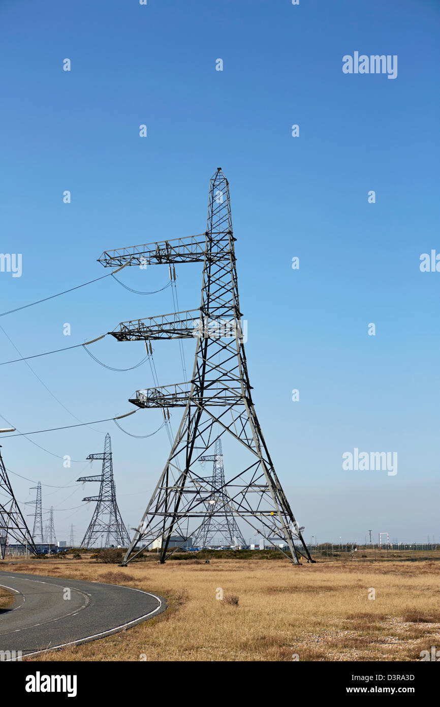 Dungeness electricity pylons carrying power from Dungeness B nuclear ...