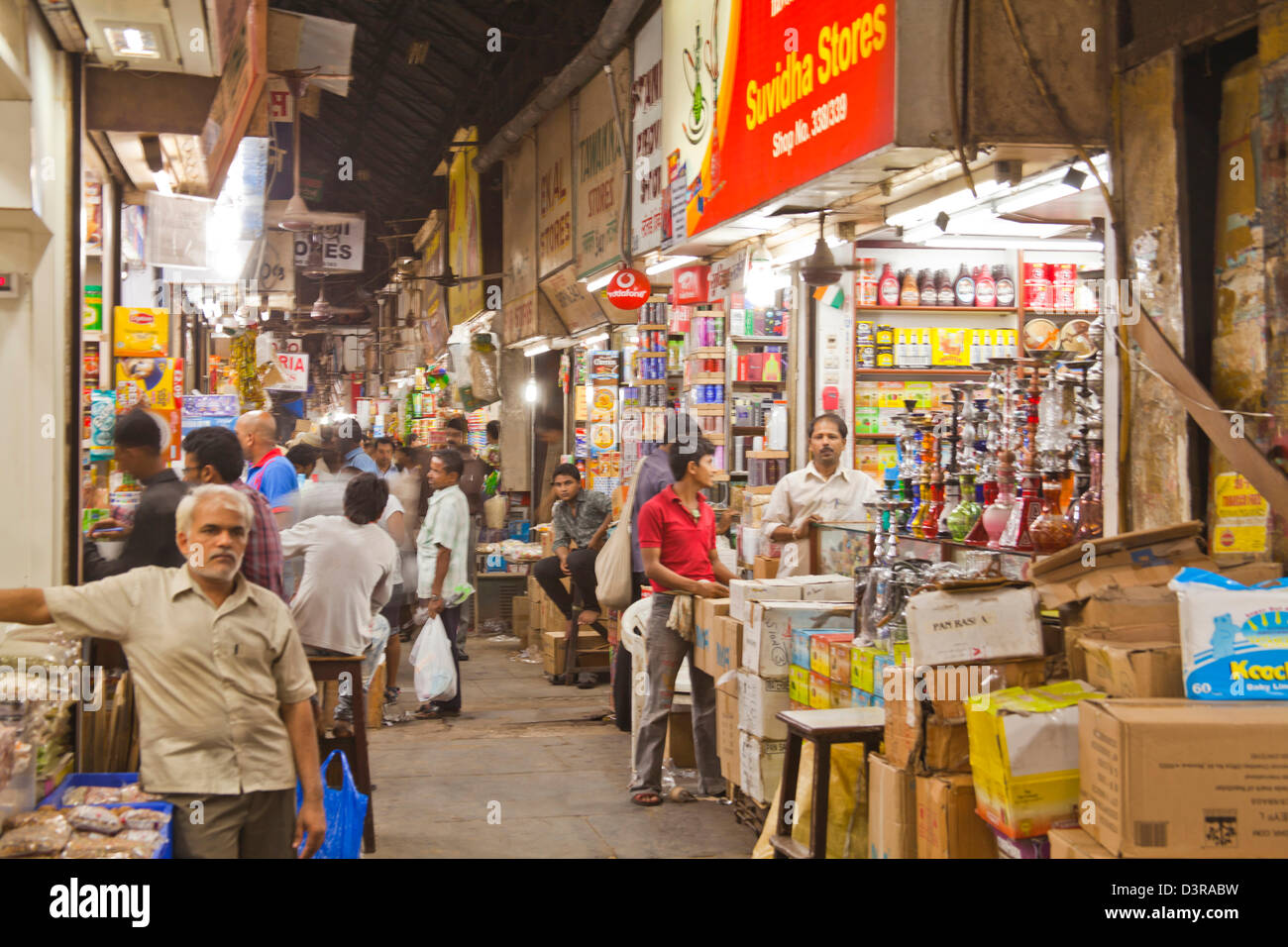 People at a street market in a city, Crawford Market, Mumbai ...