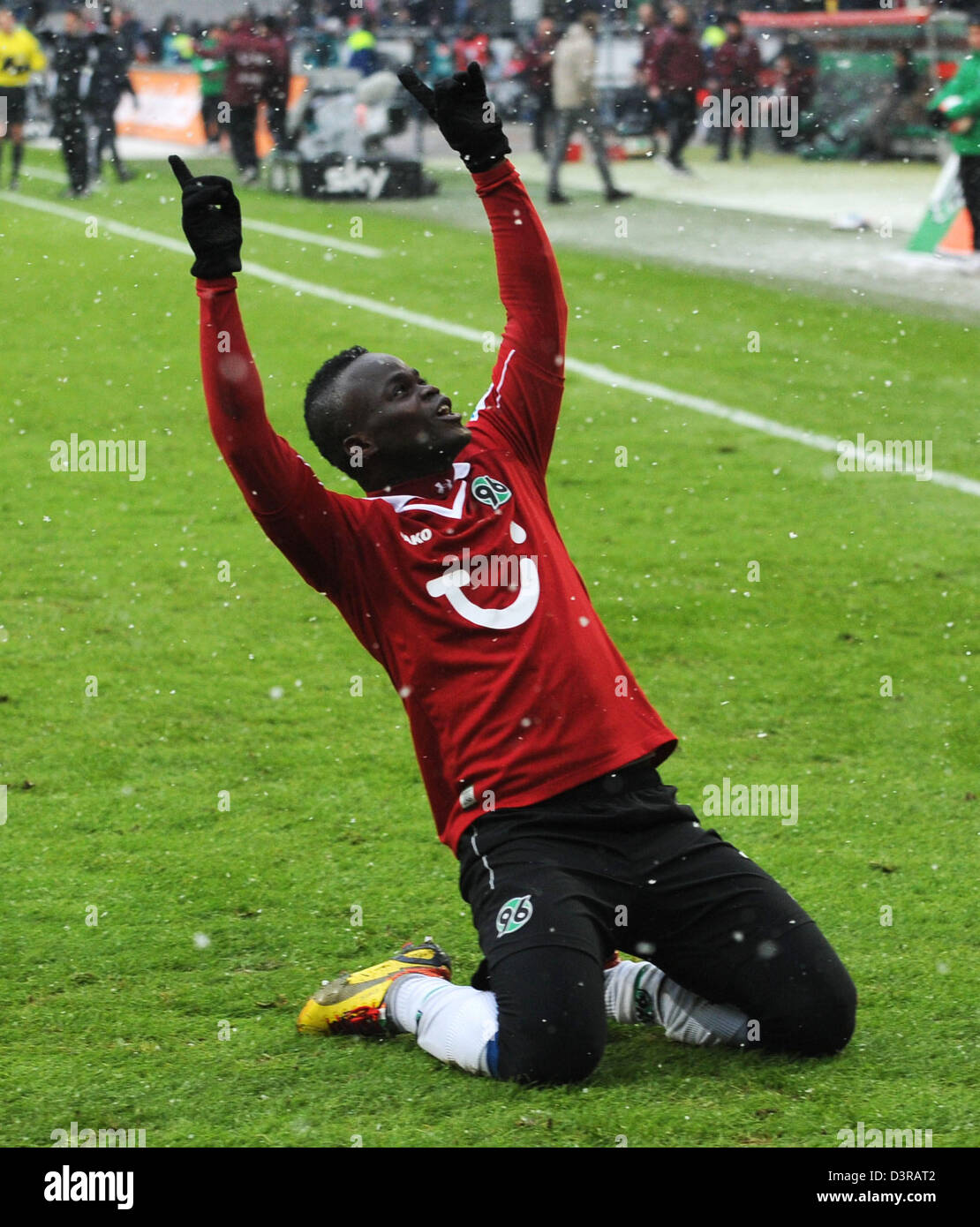 Hannover's Didier Ya Konan celebrates his 3-1 goal during the ...