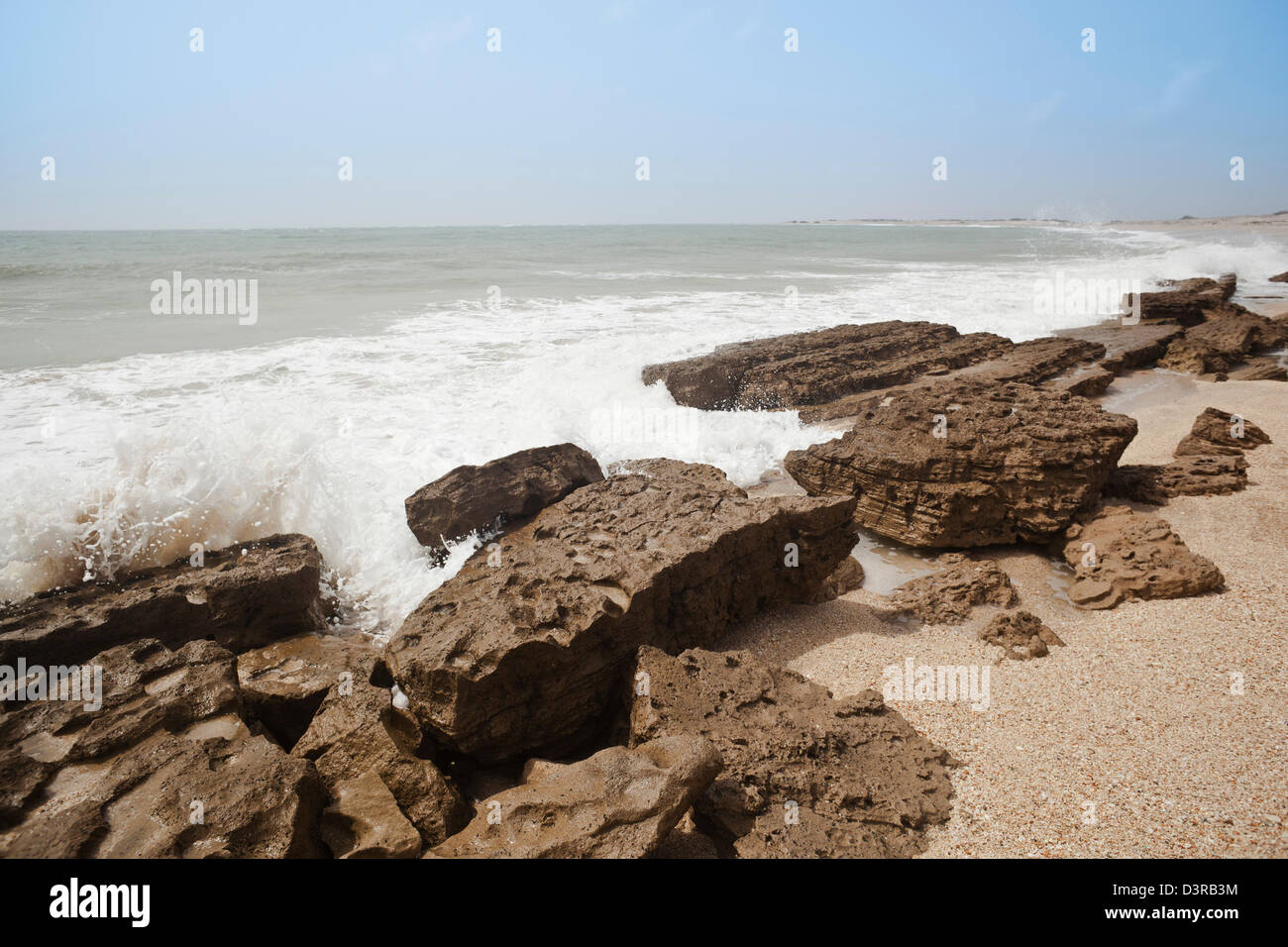 Rock formations on the beach, Dwarka Beach, Dwarka, Gujarat, India ...