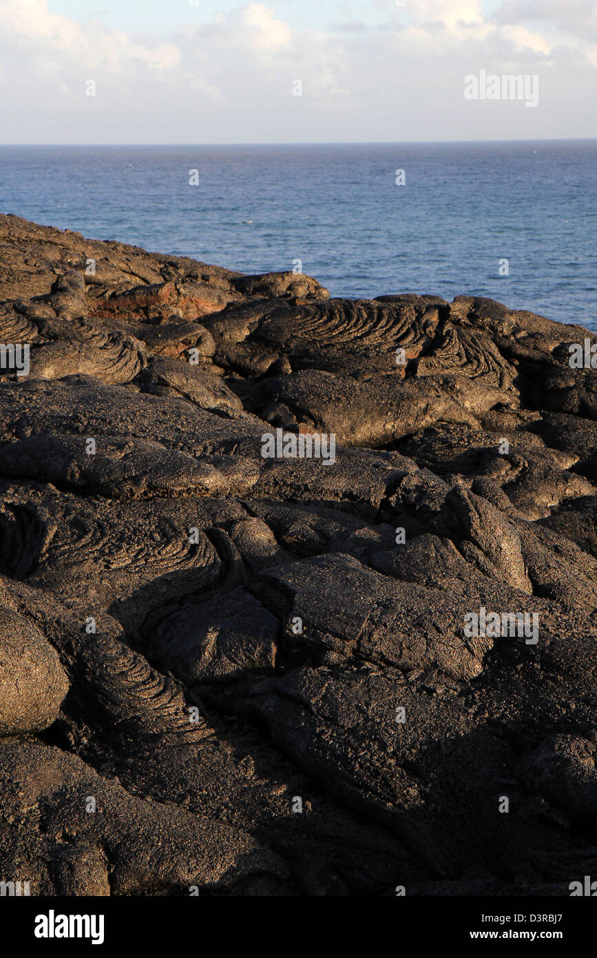 Pahoehoe lava from Kilauea Volcano near Pacific ocean Hawaii Stock ...