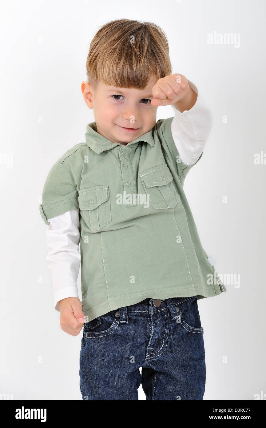 boy with his hand raised Stock Photo - Alamy