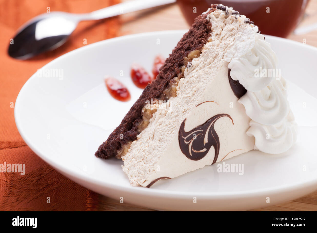 cake slice on a white plate Stock Photo - Alamy