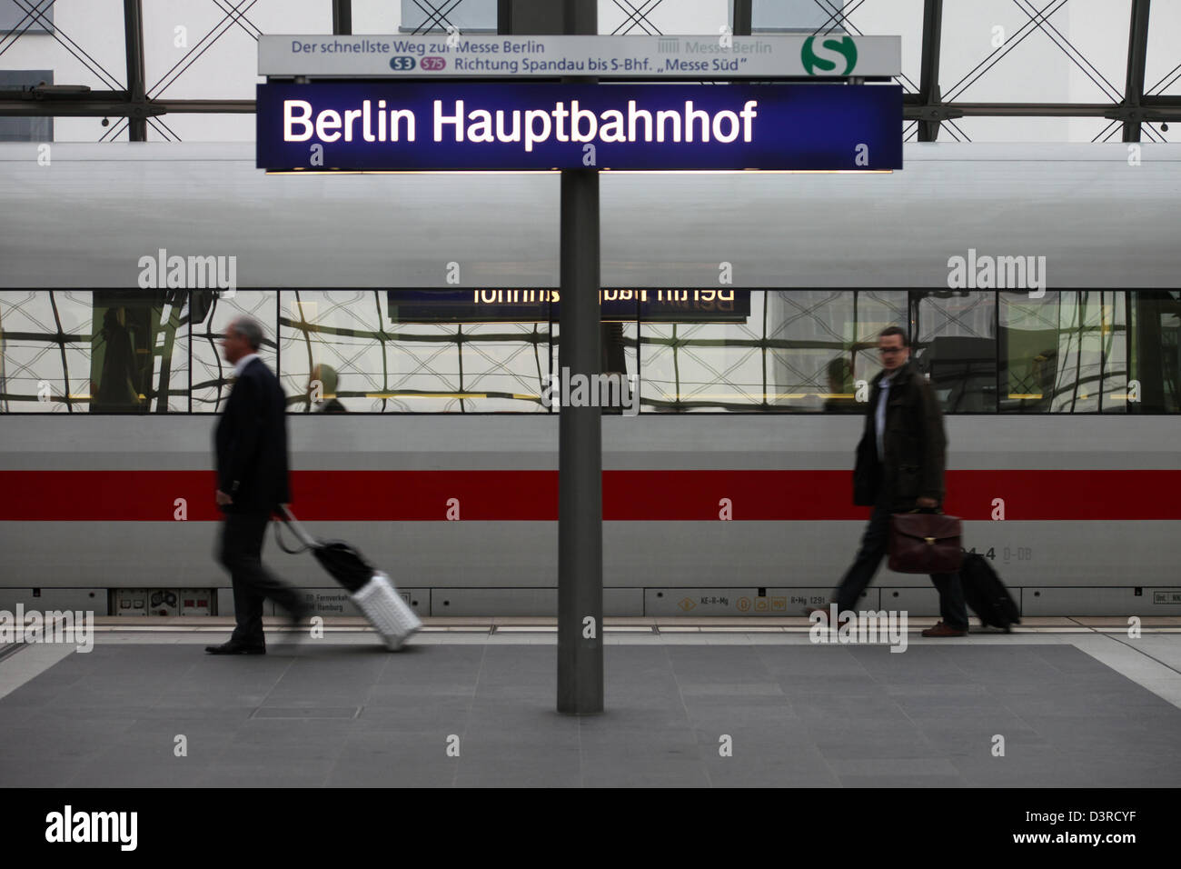 Berlin, Germany, traveling on a train platform in Berlin Central ...