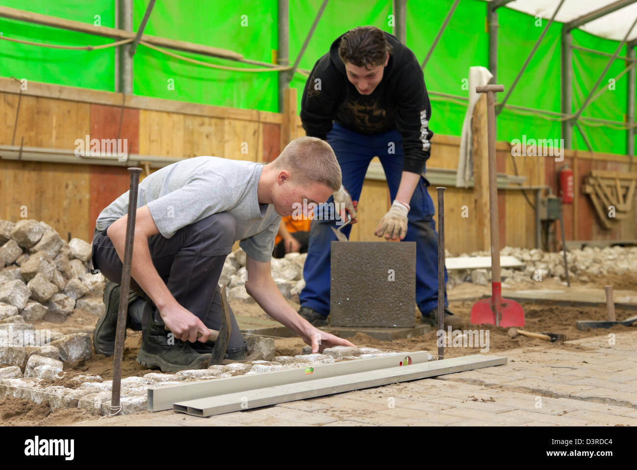 Berlin, Germany, road builders learn different ways to patches Stock ...