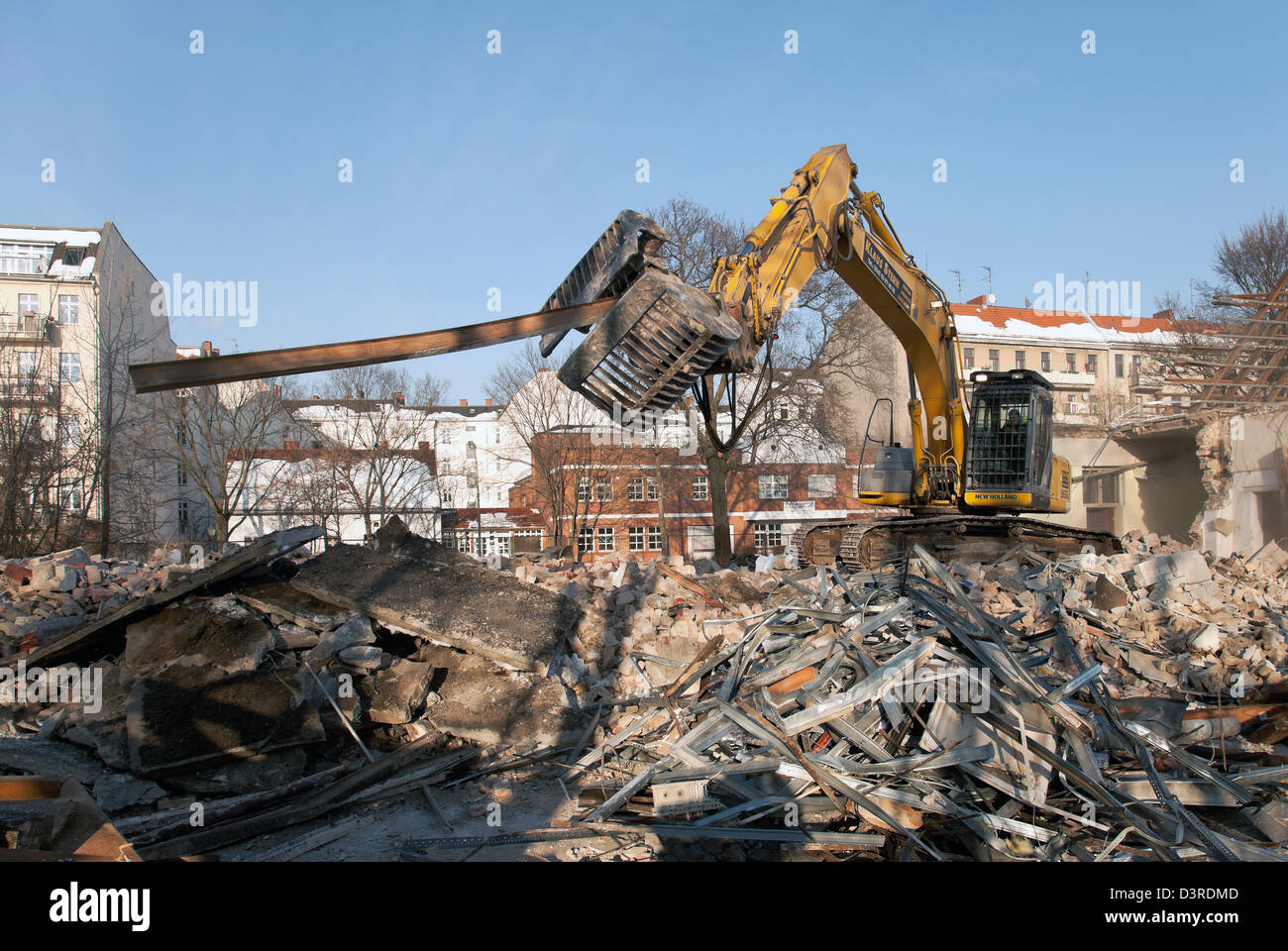 Berlin, Germany, demolition work in the street Schwiebusser Stock Photo ...