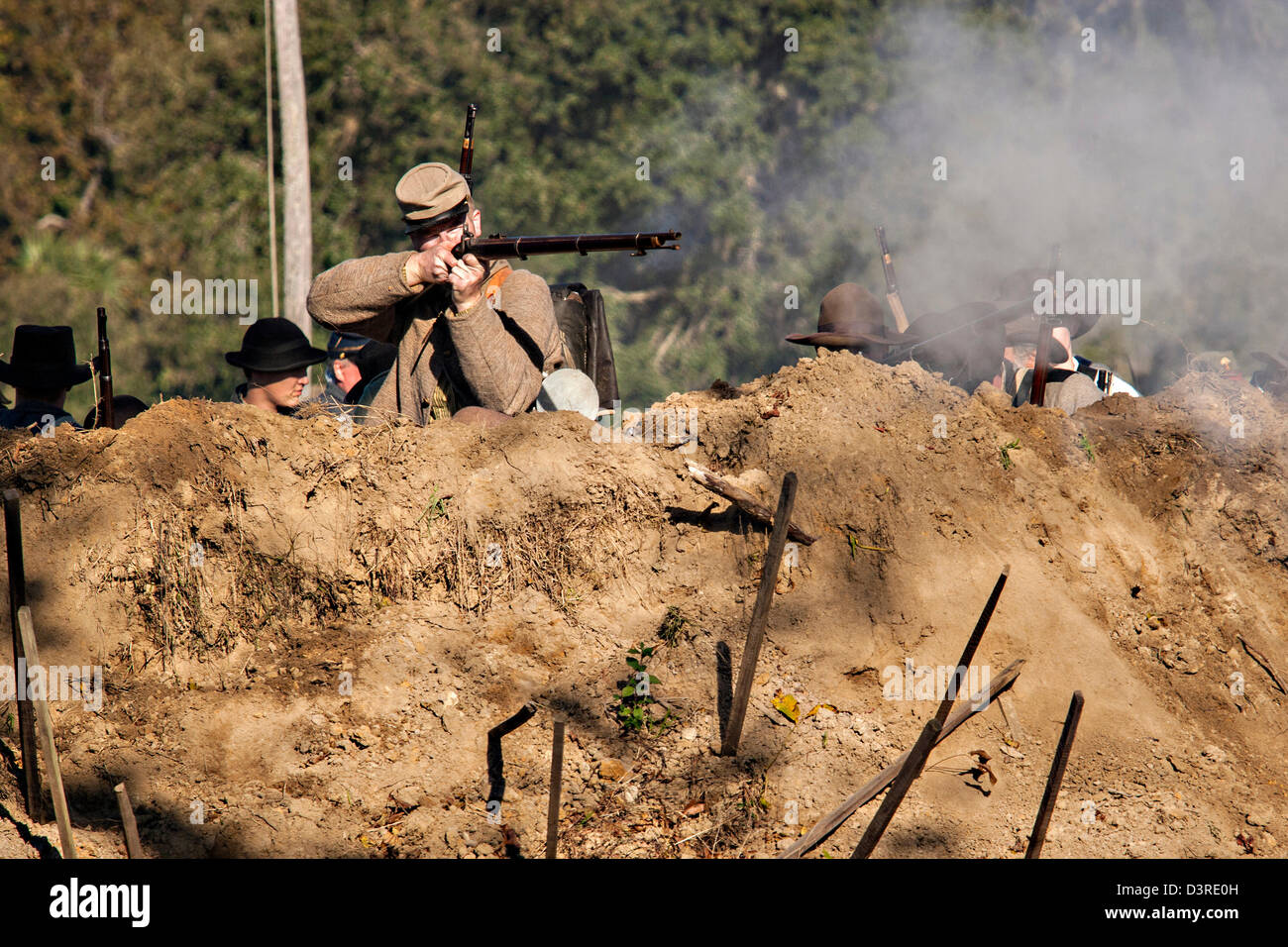 Confederate Civil War historic living history re-enactment of the ...