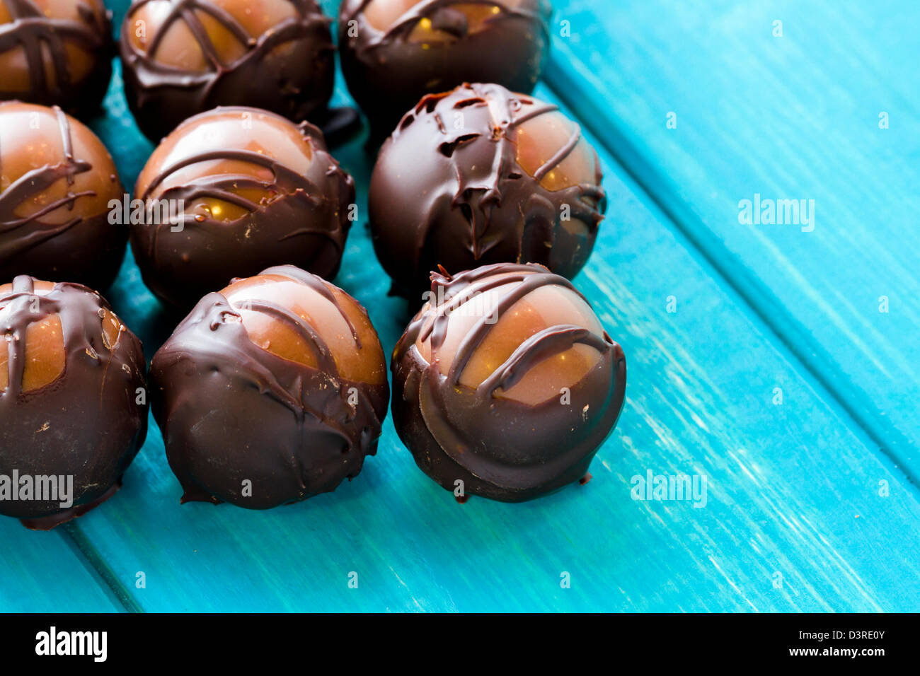 Gourmet dark milk chocolate truffles hand made by chocolatier Stock ...