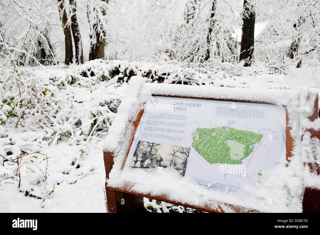 Highgate Wood covered in snow, London, United Kingdom Stock Photo - Alamy