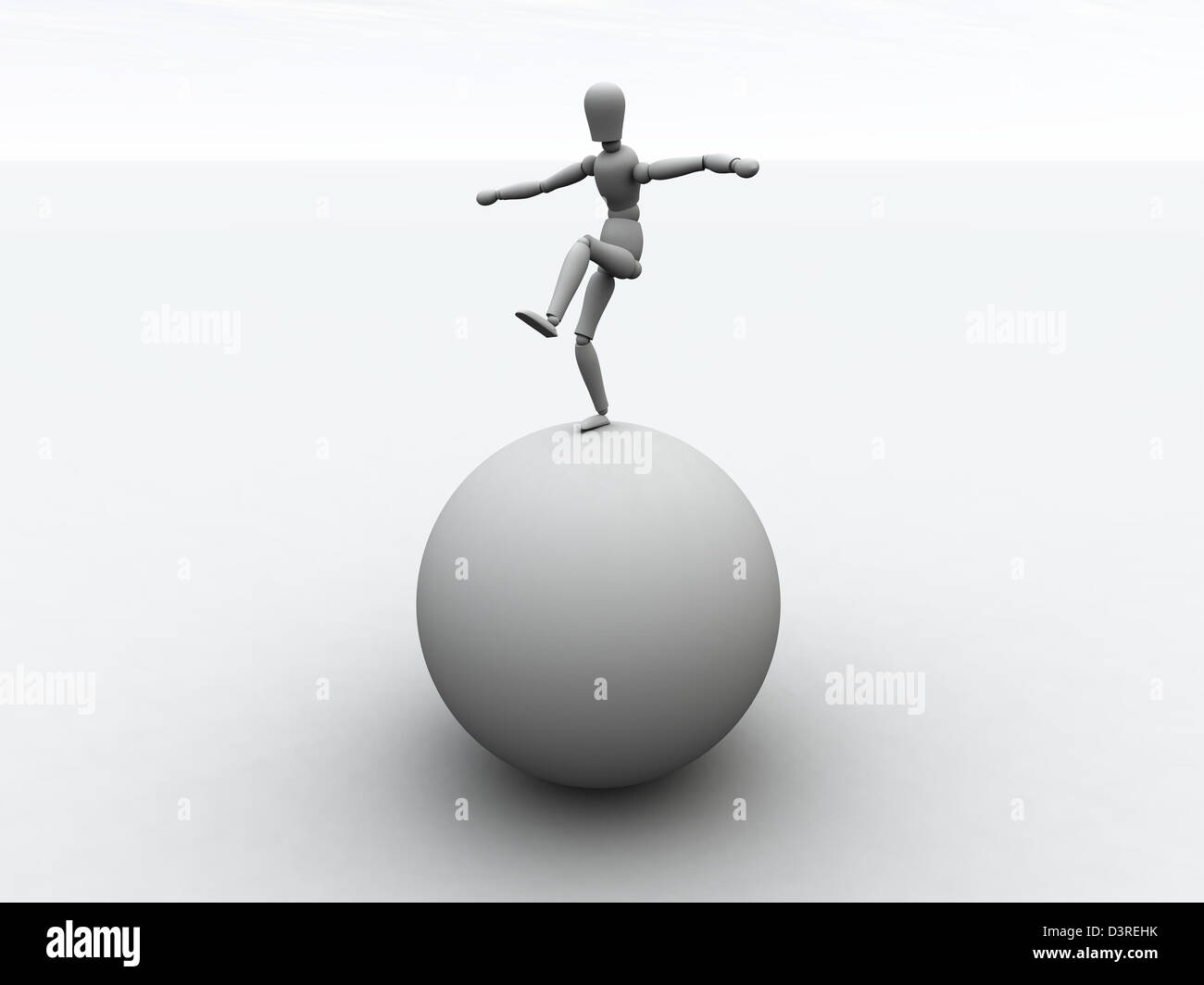 Balancing on a Sphere. 3D rendered Illustration Stock Photo - Alamy