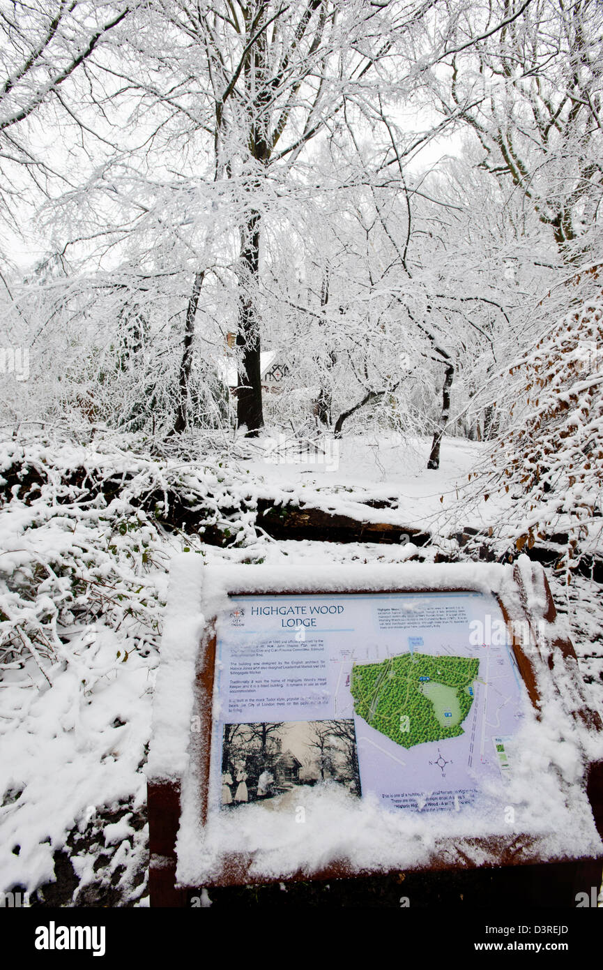 Highgate Wood covered in snow, London, United Kingdom Stock Photo - Alamy