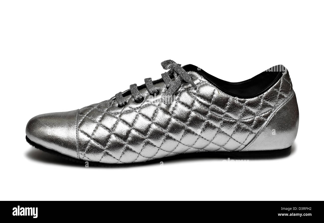 Silver sport shoe isolated on white background Stock Photo - Alamy
