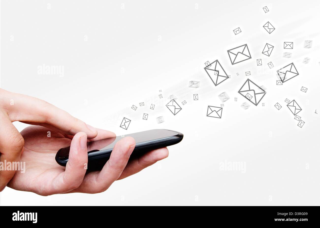 Touch screen mobile phone with streaming messages Stock Photo - Alamy