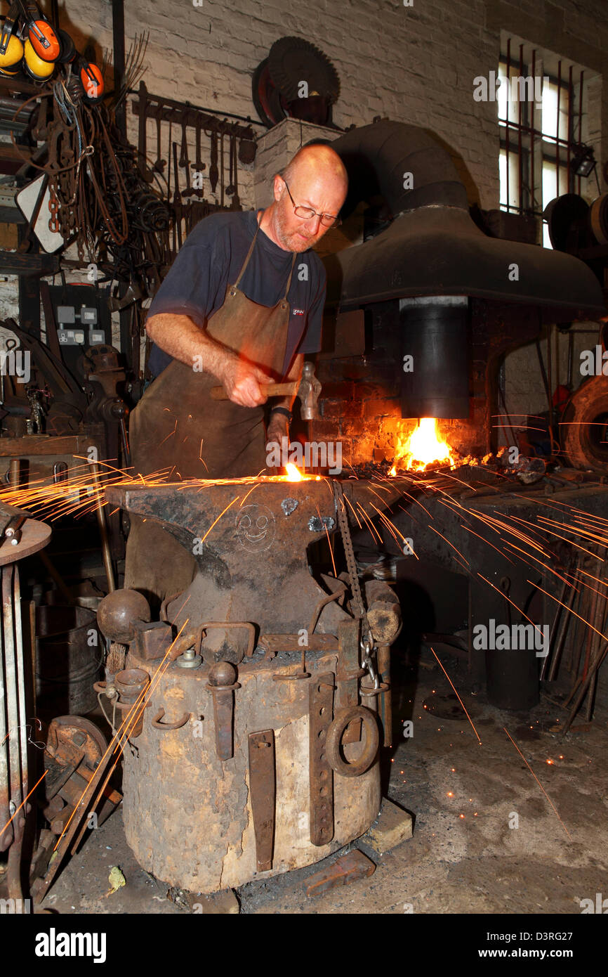 Blacksmith at work at Ryhope Pumping Station in Sunderland, England ...