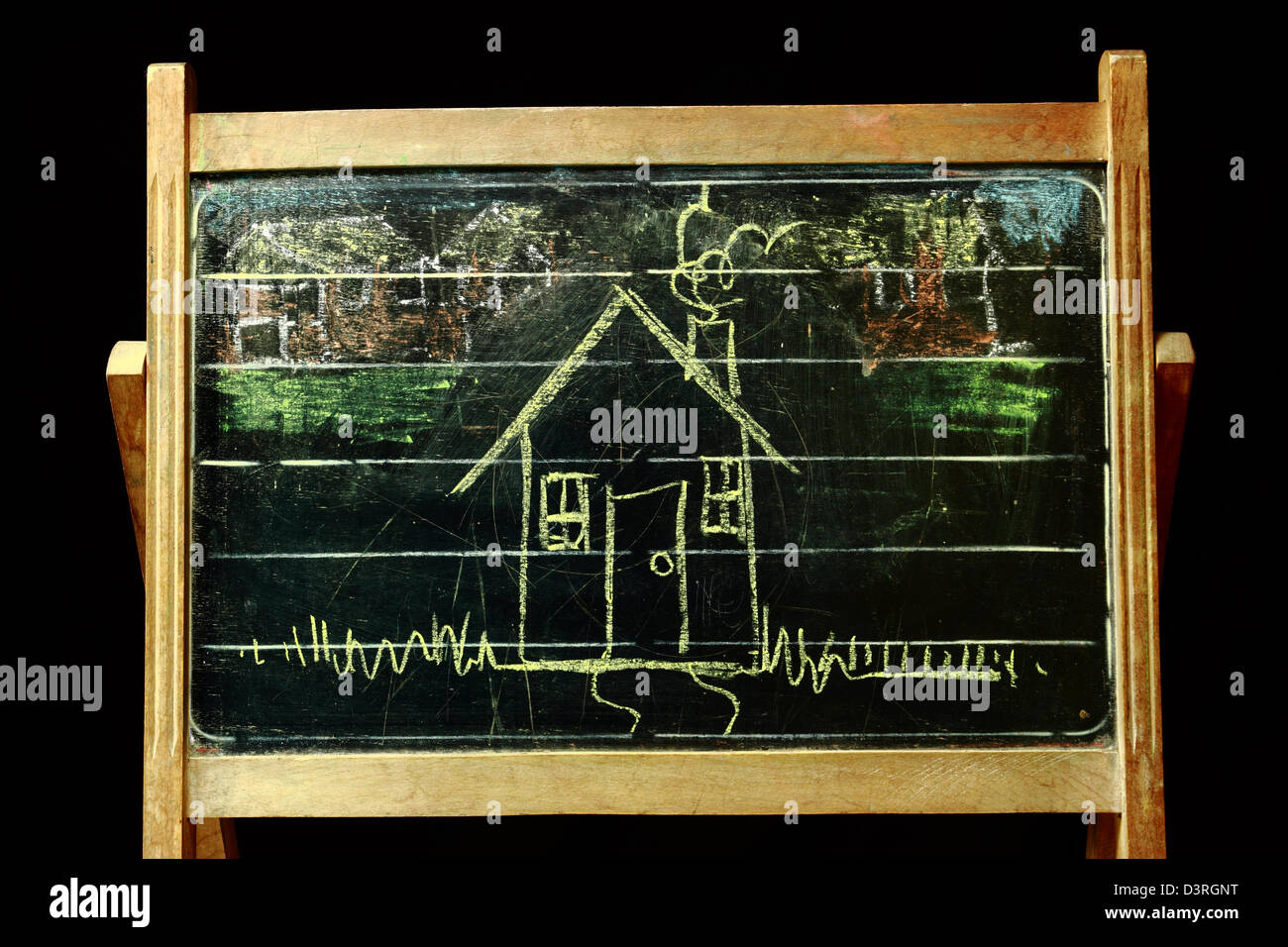 House drawing on a vintage chalkboard Stock Photo - Alamy
